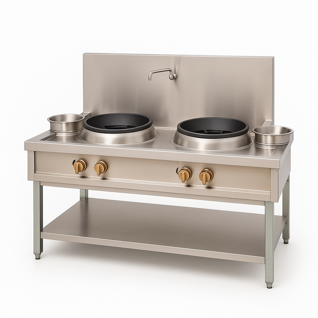 Goldstein CWA2B2 Air Cooled Gas Wok - Double with Side Burners ...