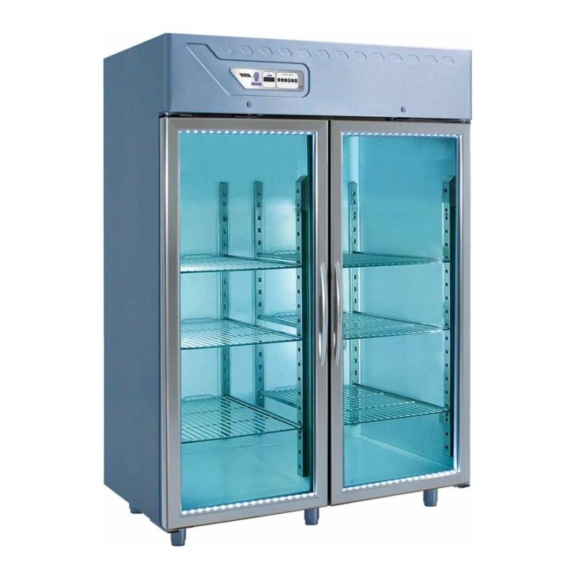 Desmon GB14G Stainless Steel Double Glass Door Refrigerator With ...